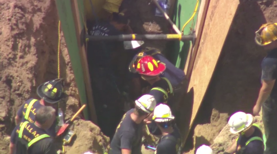 Construction worker rescued from collapsed trench | wfaa.com