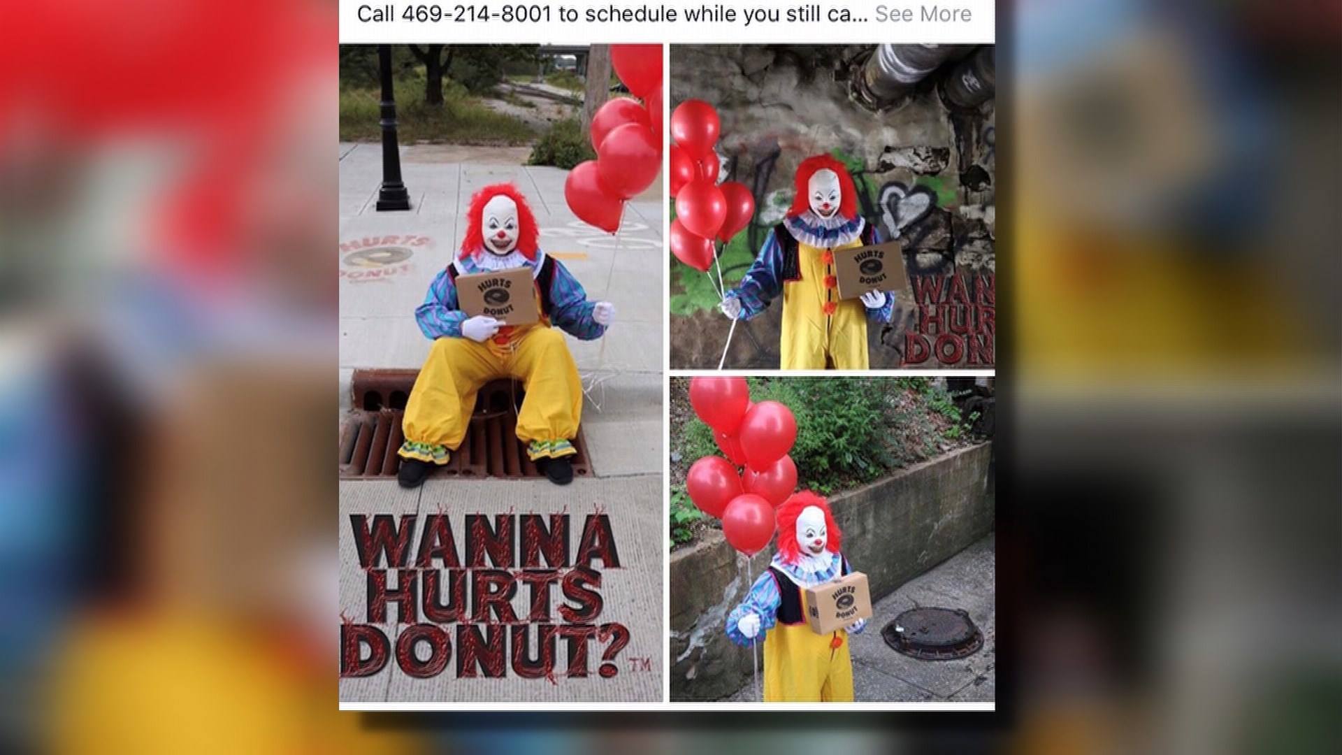 Scary clown's disturbing and delicious donut deliveries in Frisco ...